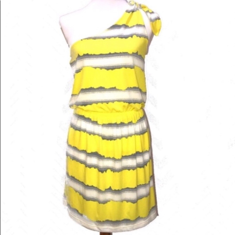 Yellow Gianni Bini With White Stripped Dress - Gem